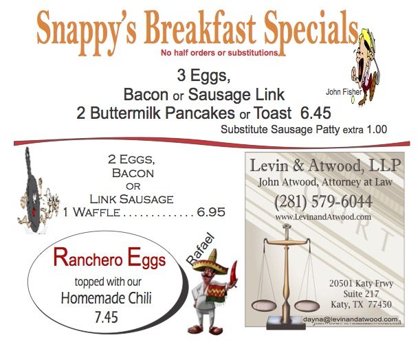 Current Menu | Snappy’s Cafe And Grill